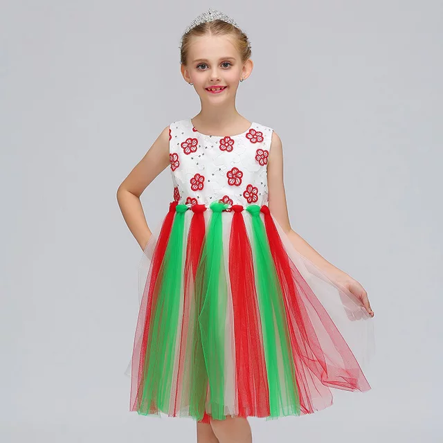 Fancy Red Green Net Frock 9352 – MamasLittle