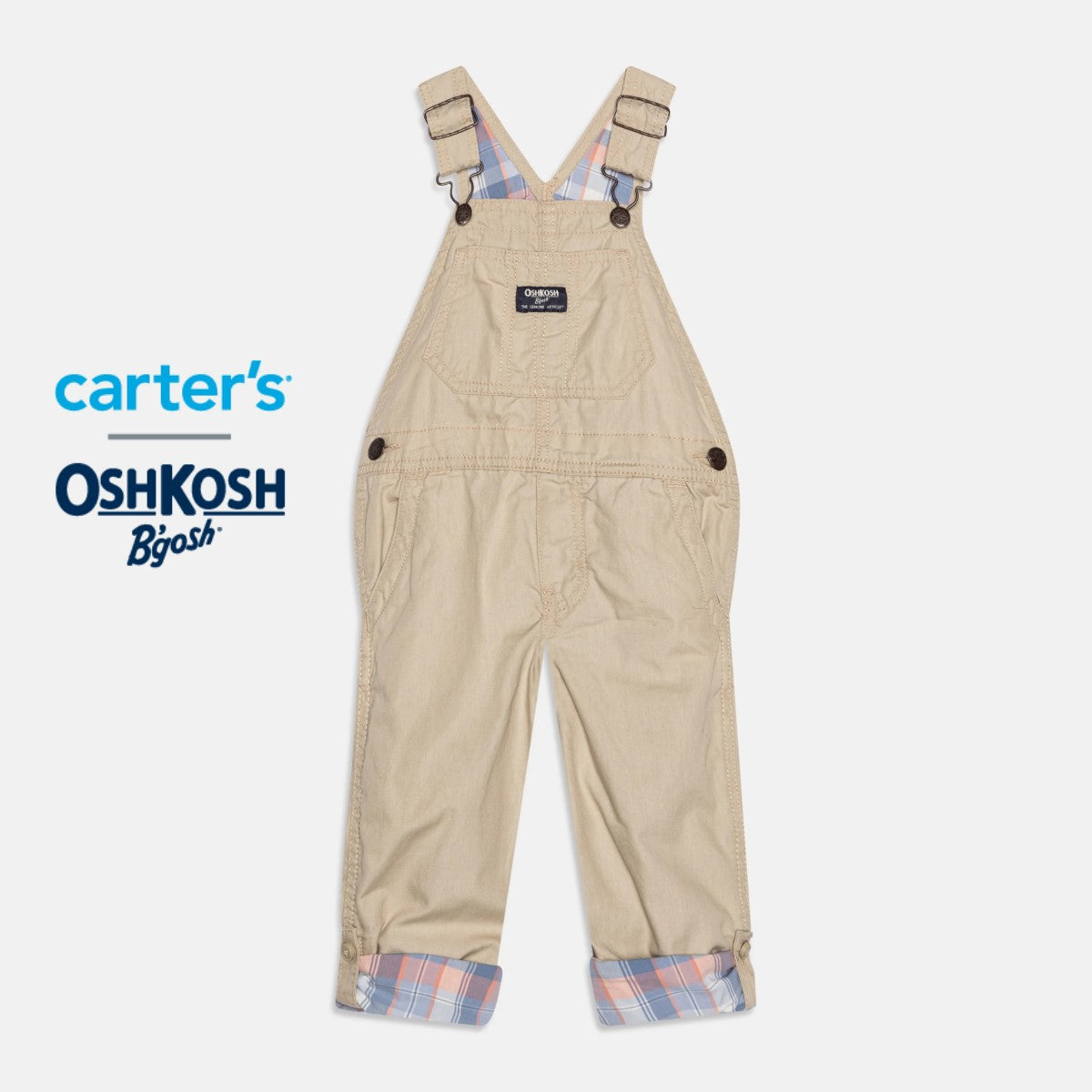 CRT Fold Check Light Khaki Full Length Overalls Dungaree 12110 ...