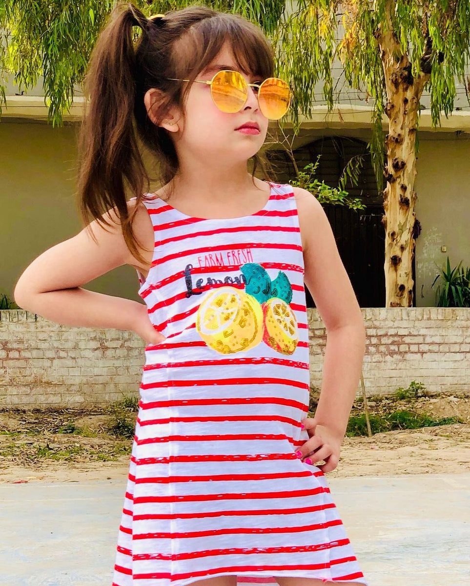 MADA Fresh Lemon Red Lining White Sleeveless Long Shirt 6796 – MamasLittle